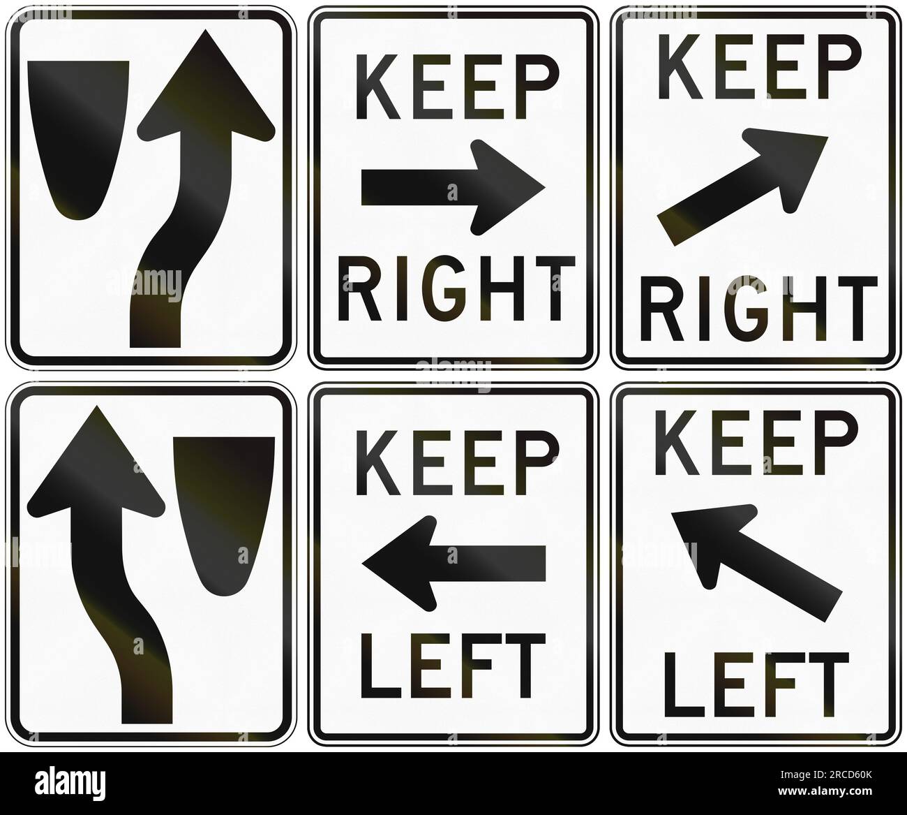 Collection of keep left and right signs used in the USA Stock Photo - Alamy