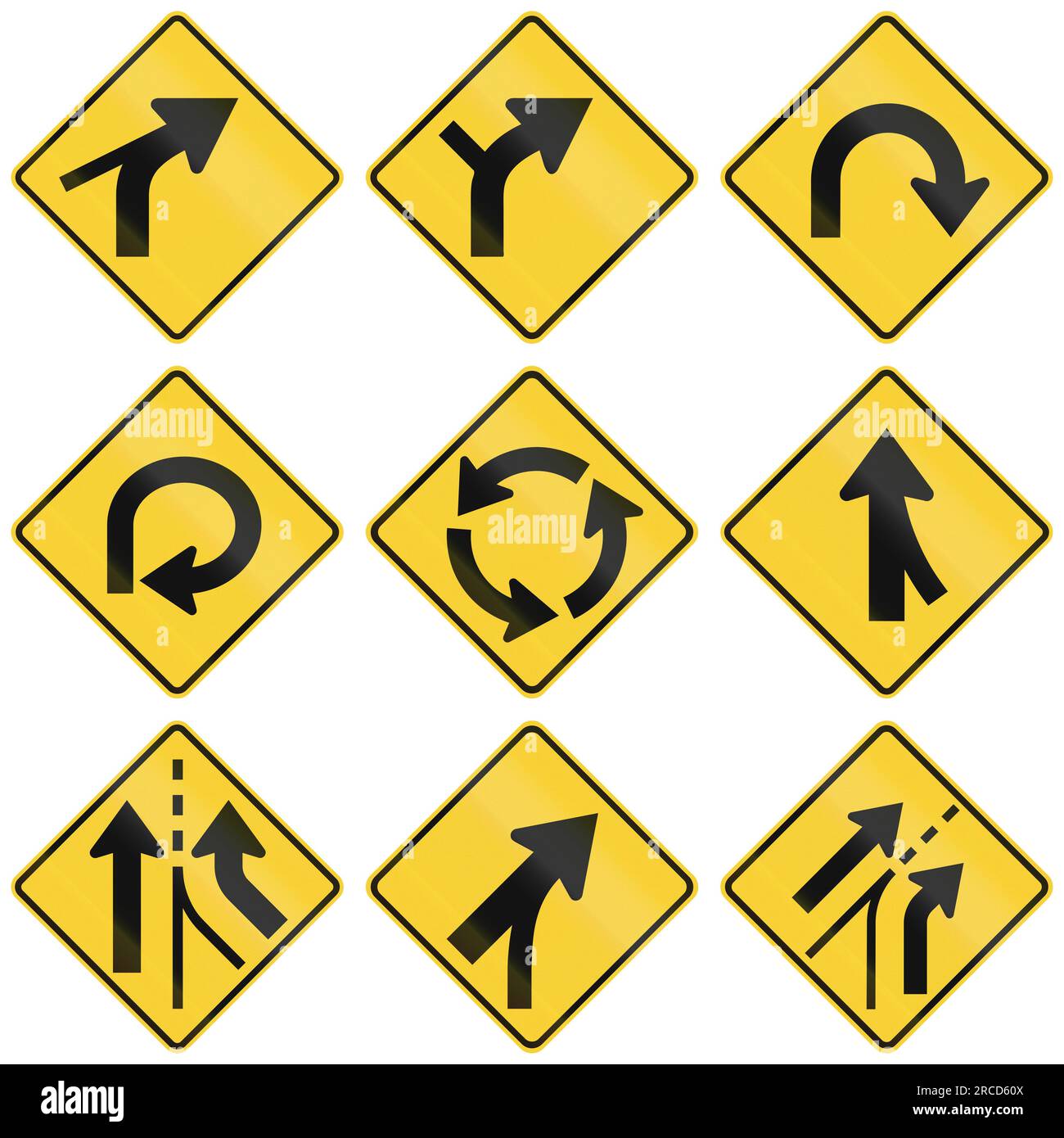 Collection of Intersection warning signs used in the USA Stock Photo ...