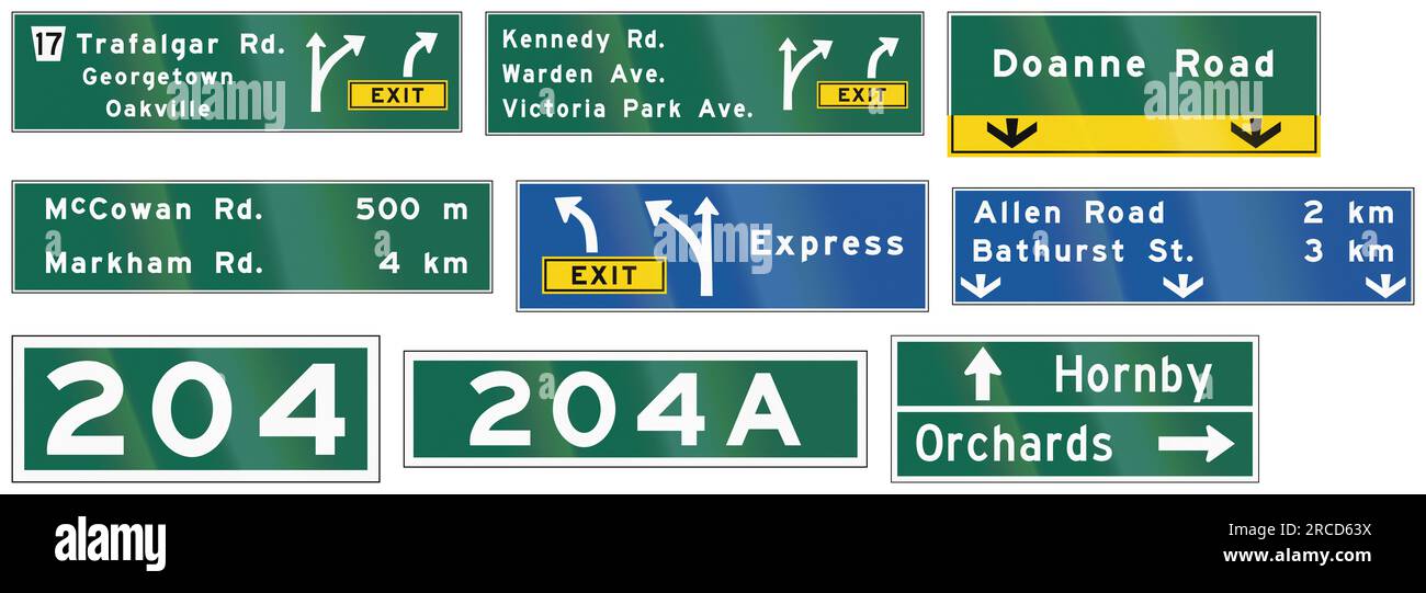 Guide road sign in Ontario - Canada Stock Photo - Alamy