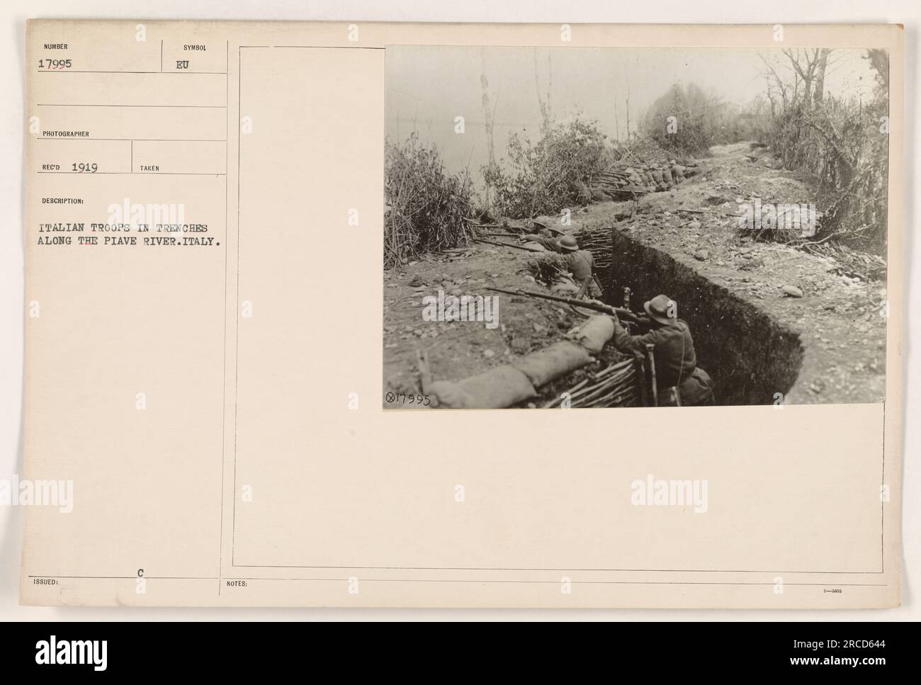 Italian troops in trenches along the Piave River during World War One ...