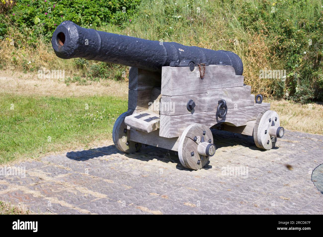 Old historic cannon with green grass in the background Stock Photo - Alamy