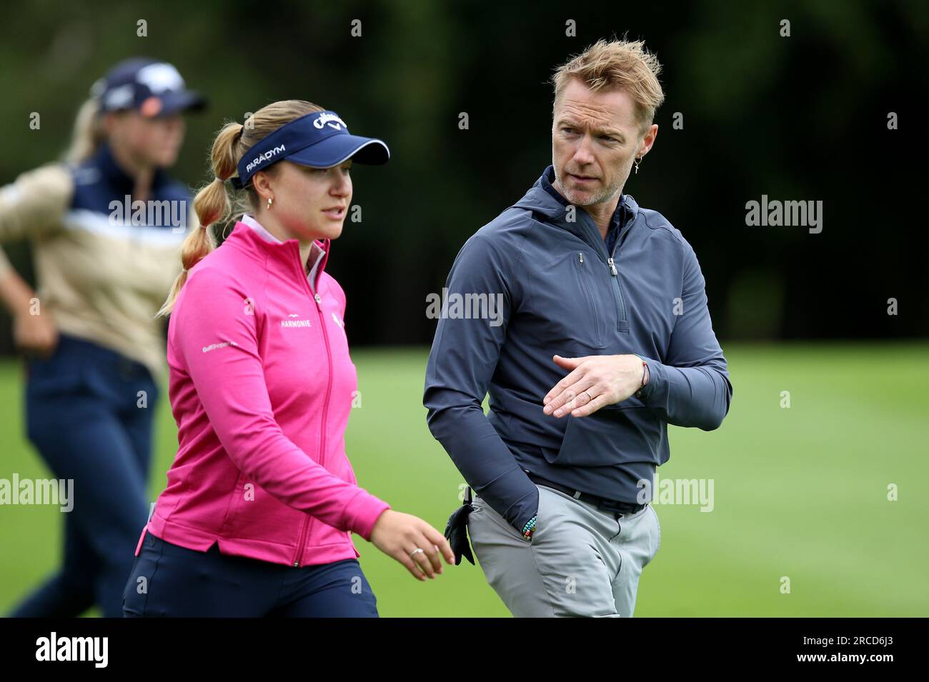 Madelene Stavnar and Ronan Keating on day one of the 2023 Aramco Team ...