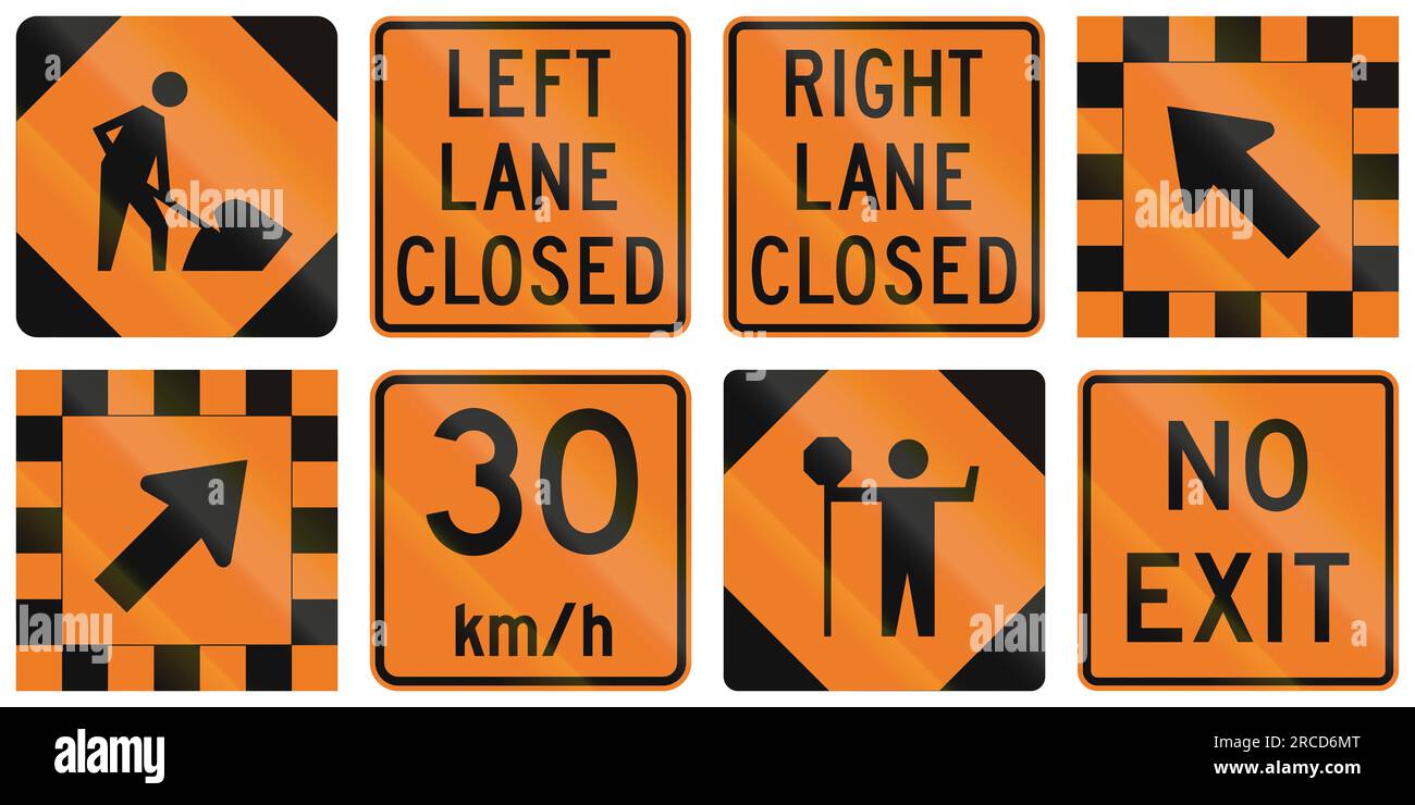 Right lane closed ahead sign hi-res stock photography and images - Alamy