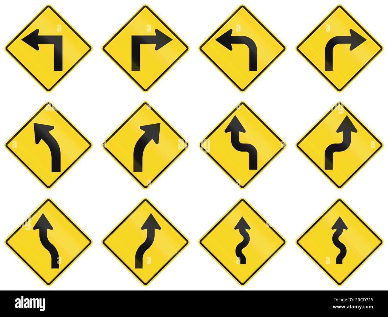 Left Curve Ahead In Canada Stock Photo - Alamy