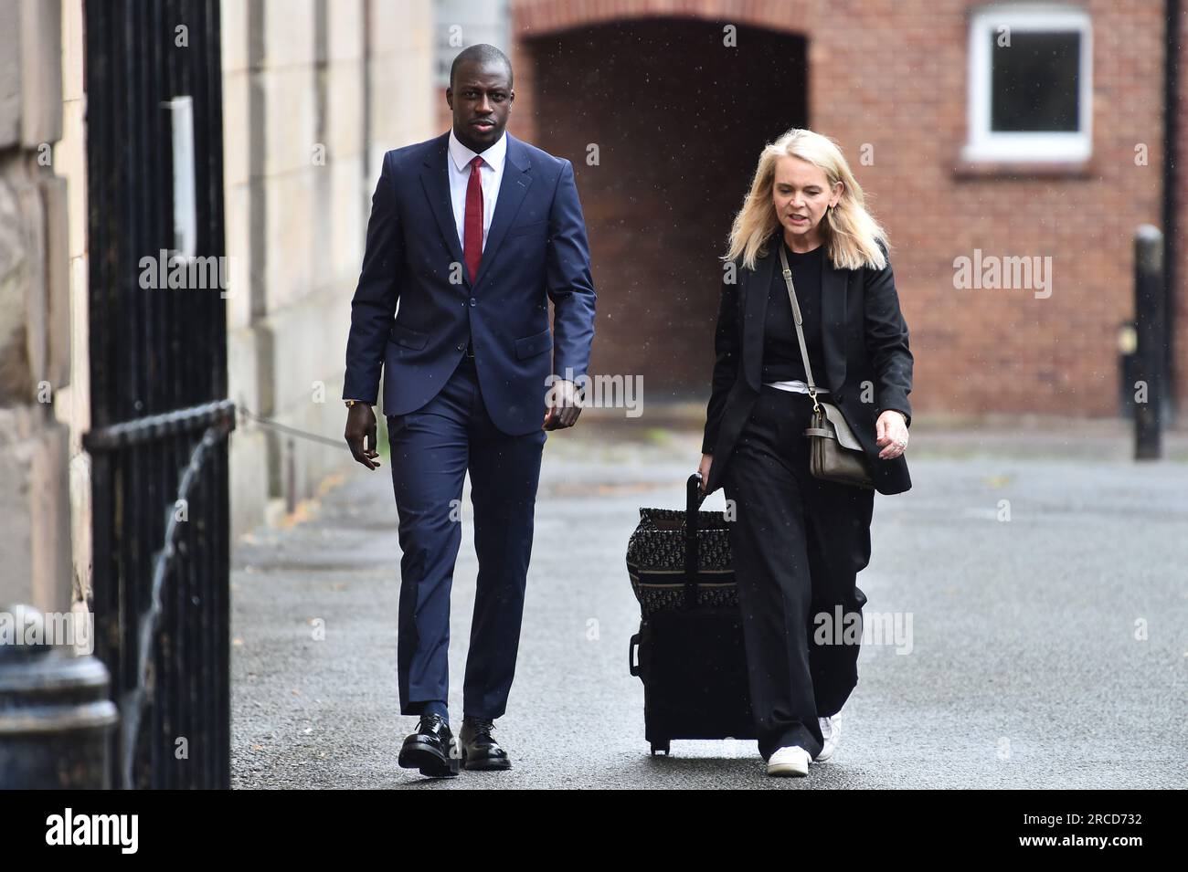 Manchester City footballer Benjamin Mendy arrives at Chester Crown Court, where he is accused of ...