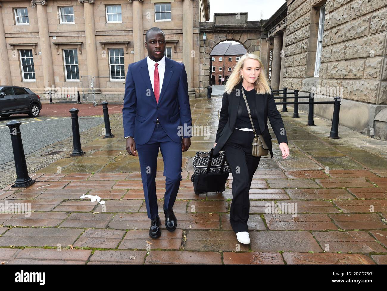 Manchester City footballer Benjamin Mendy arrives at Chester Crown Court, where he is accused of ...