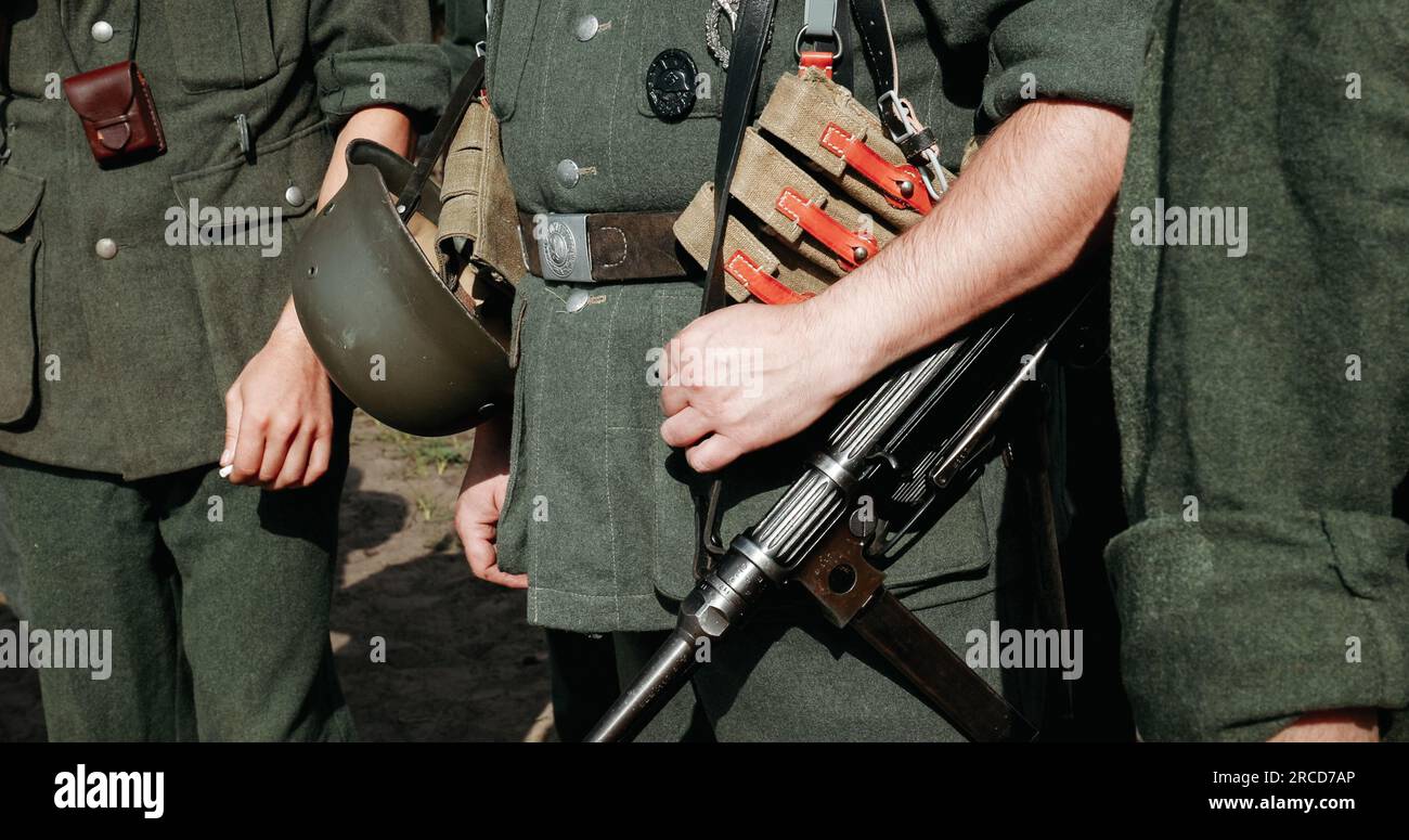 Re-enactor Dressed As German Wehrmacht Infantry Soldier In World War Ii ...