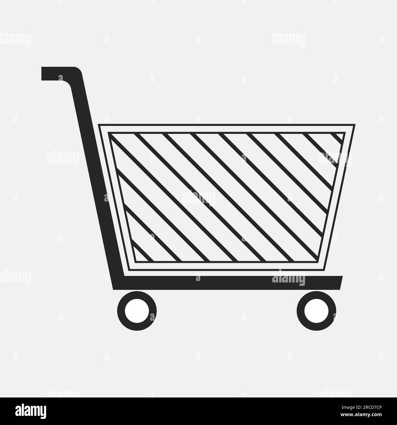 Simple outline icon of grocery trolley with shopping cart. Black ...