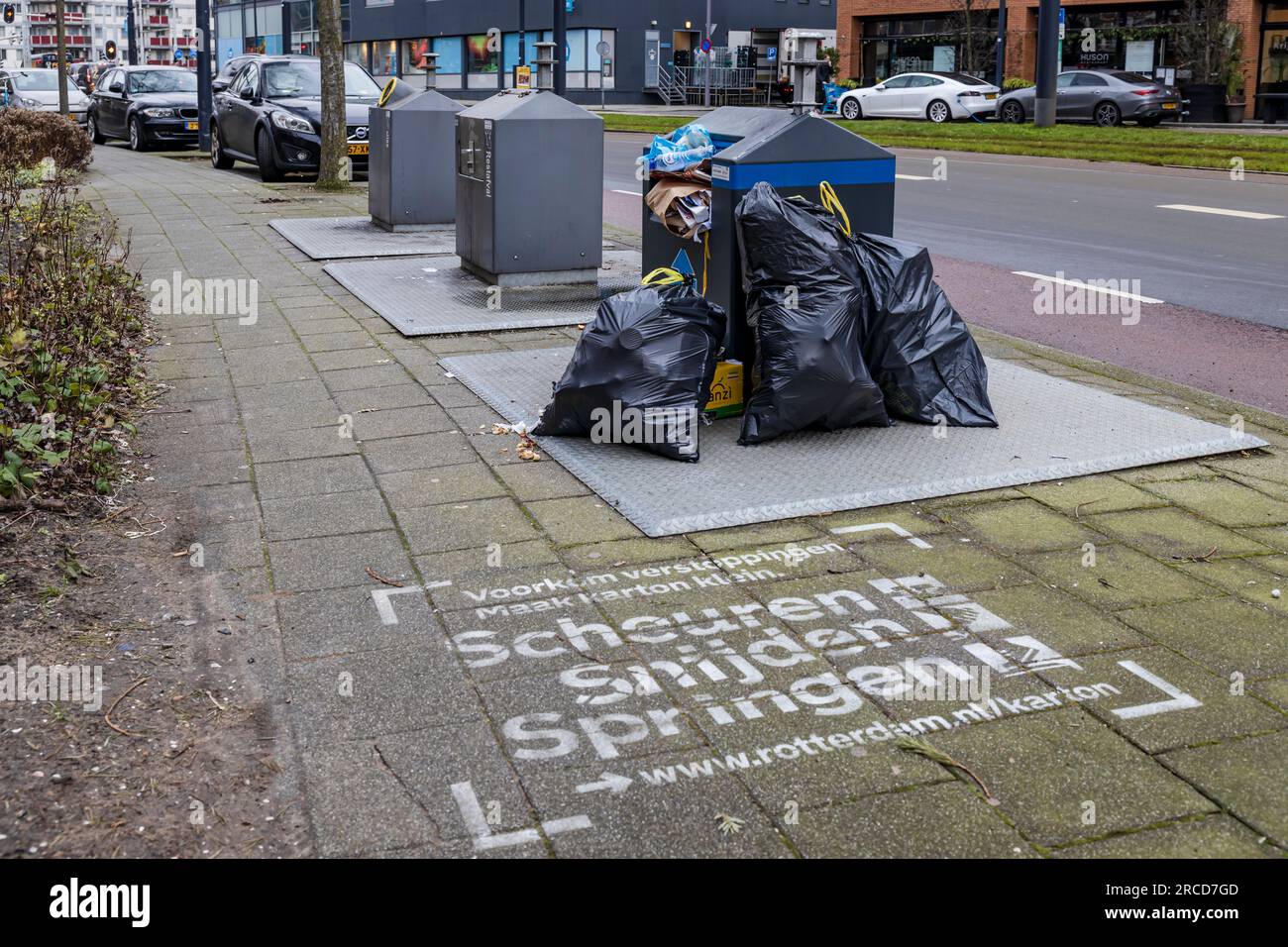 Rotterdam, Netherlands - 2021-01-18: Underground container for ...