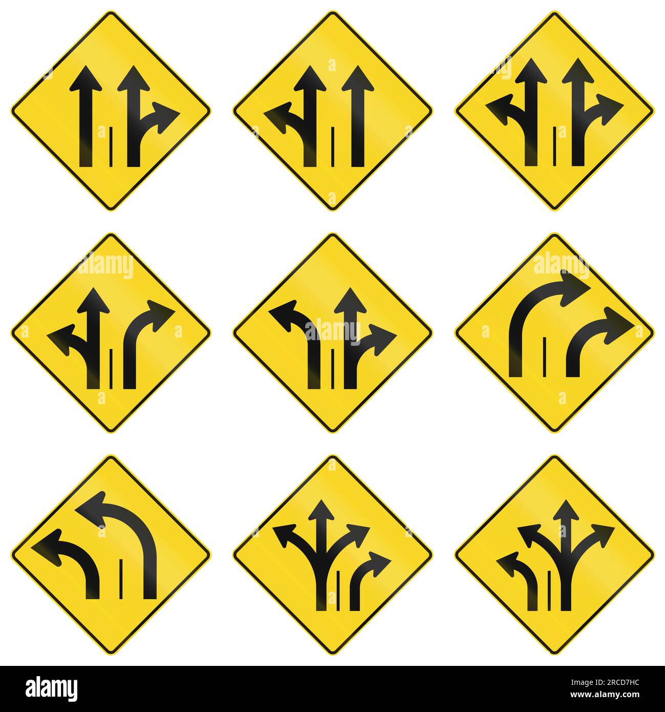 Reduction In Lanes Sign