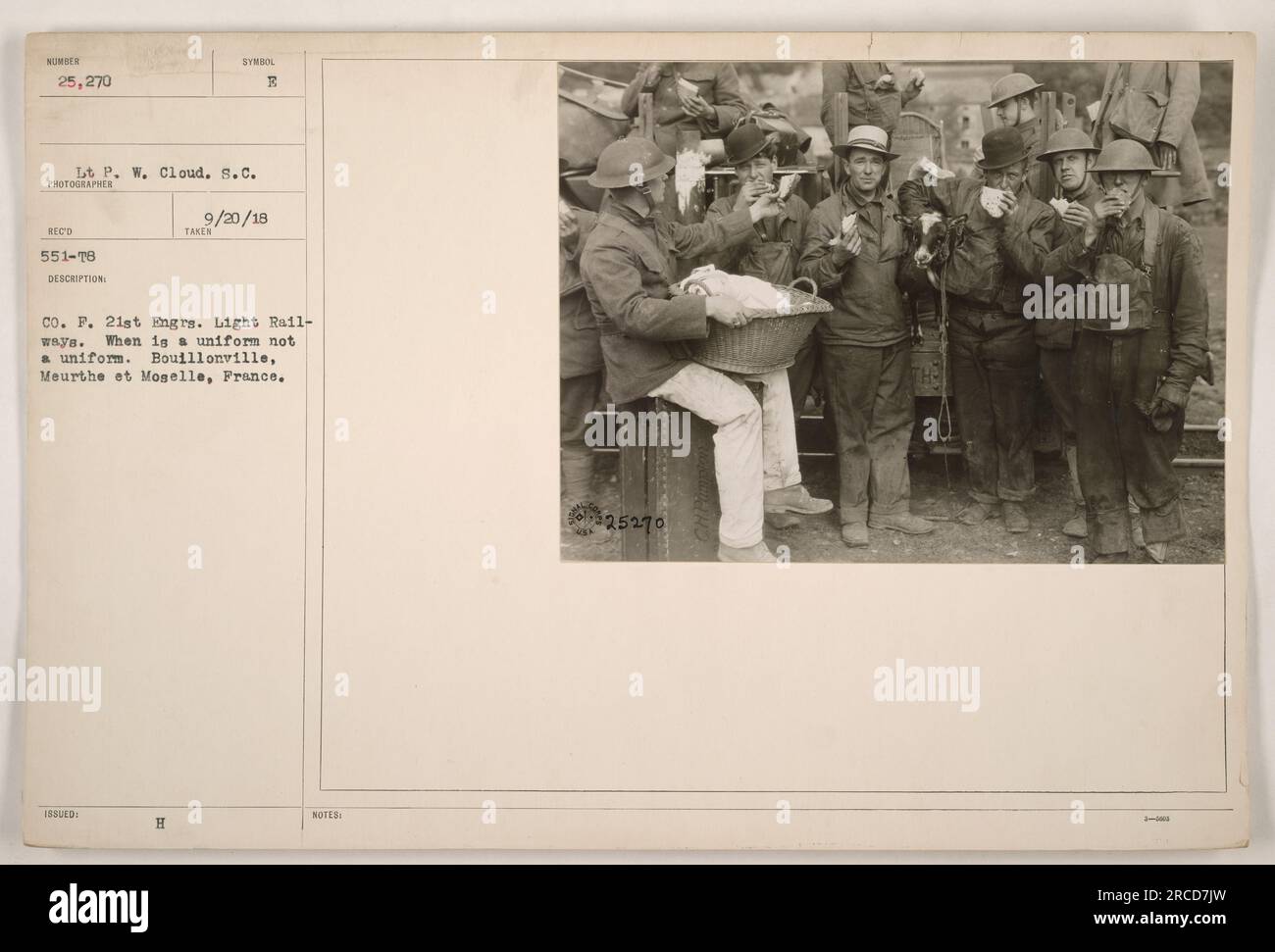 Soldiers from Company F of the 21st Engineers Light Railways posing in ...