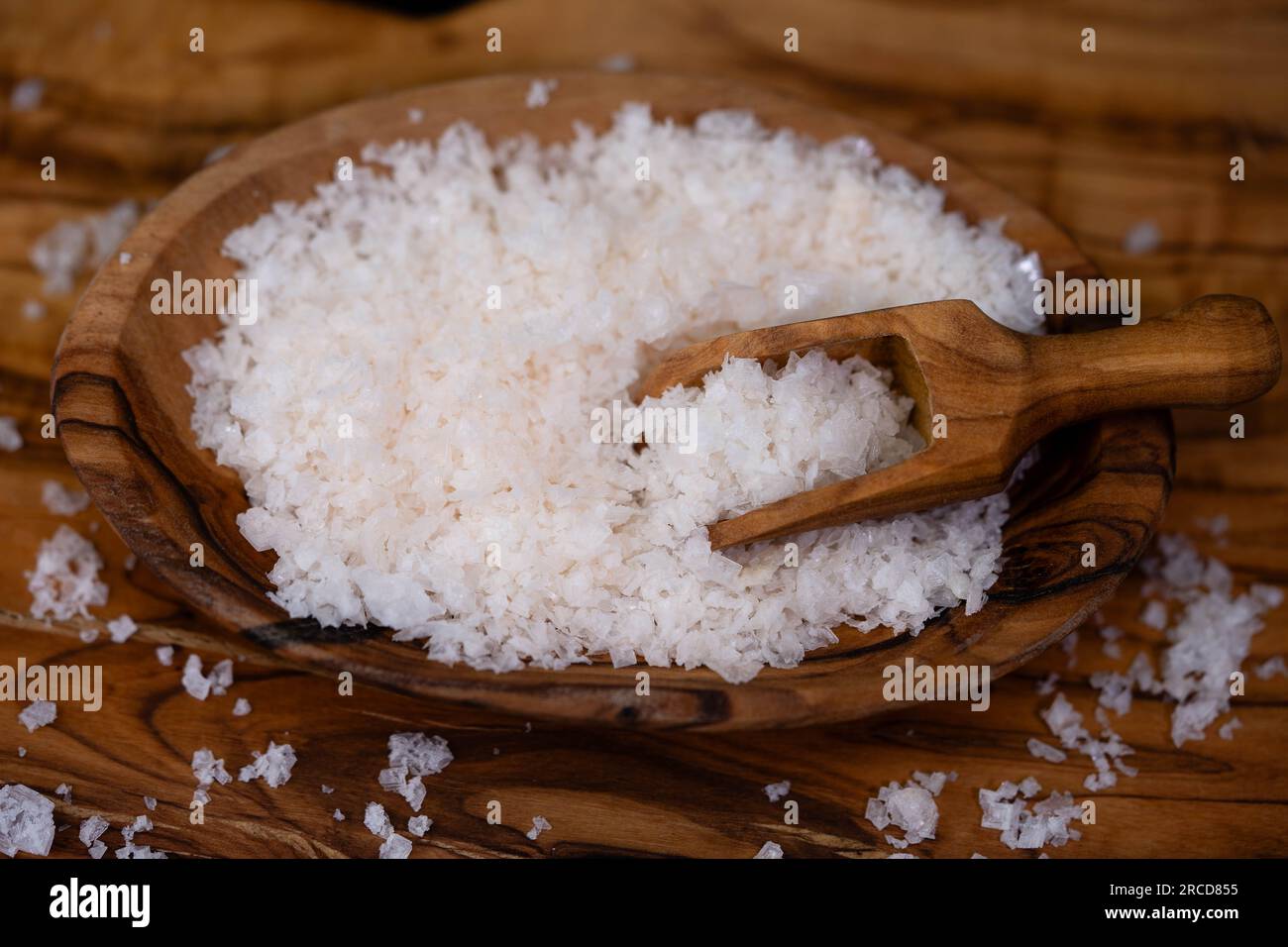 Bolivian rose salt also called Inca-Andean salt on olive wood Stock ...