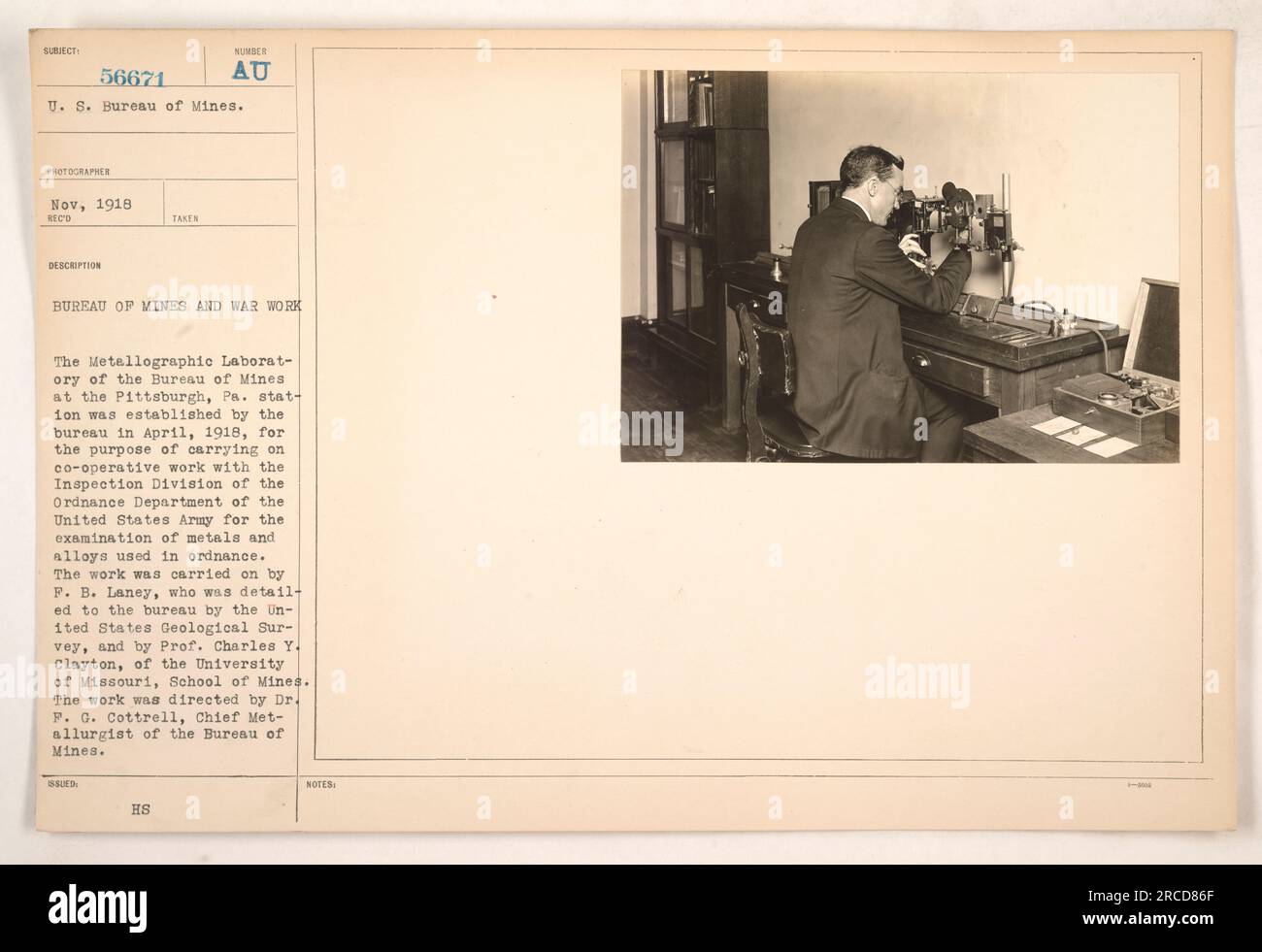 Metallographic Laboratory at the Bureau of Mines in Pittsburgh ...