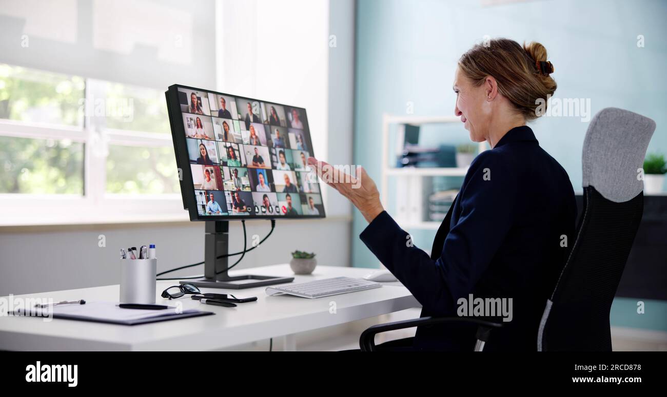 Online Video Conference Business Meeting Call Or Webinar Stock Photo ...