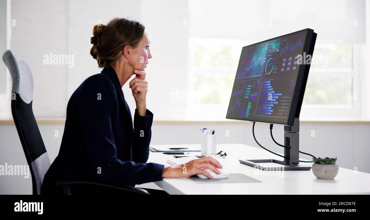 Financial Business Analytics Data Dashboard. Analyst Woman Stock Photo ...