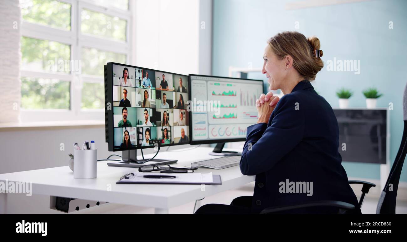 Online Video Conference Business Meeting Call Or Webinar Stock Photo ...