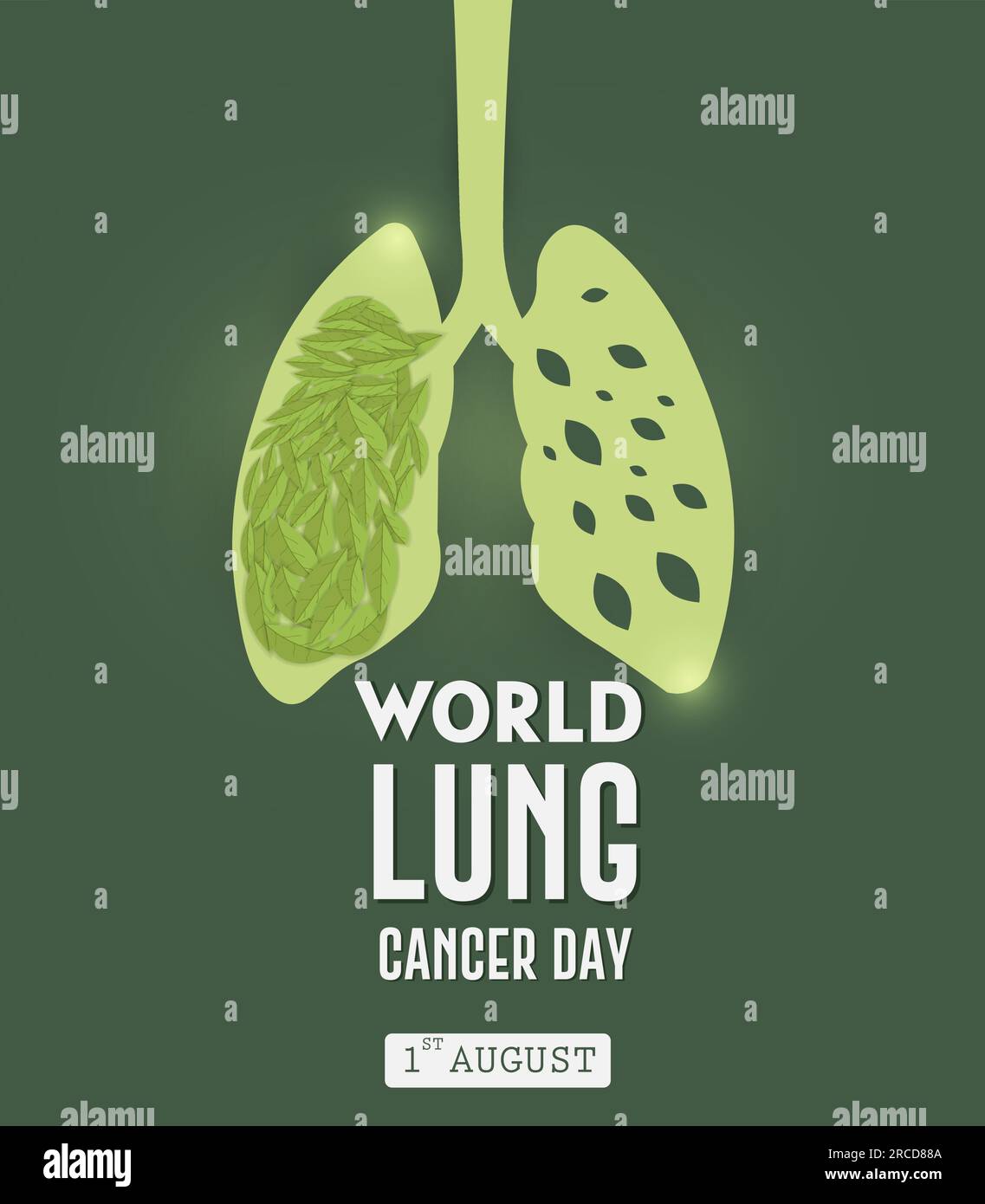 World Lung Cancer Day 1st August with green leaves Creative Concept ...