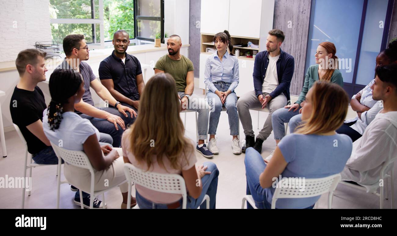 Multicultural Group Young Counseling Therapy. Diverse People Stock ...