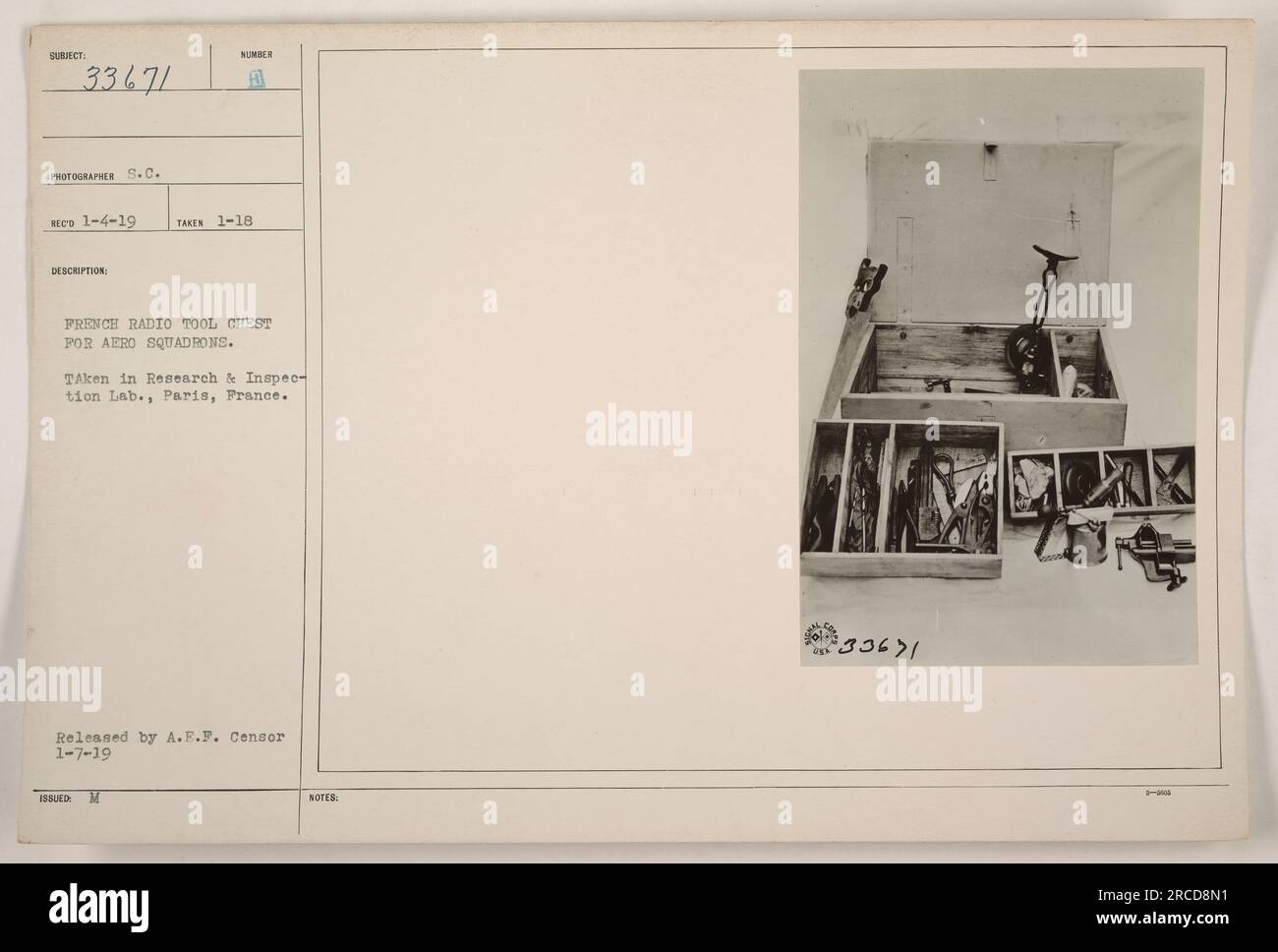 French radio tool chest for aero squadrons, taken in the Research ...