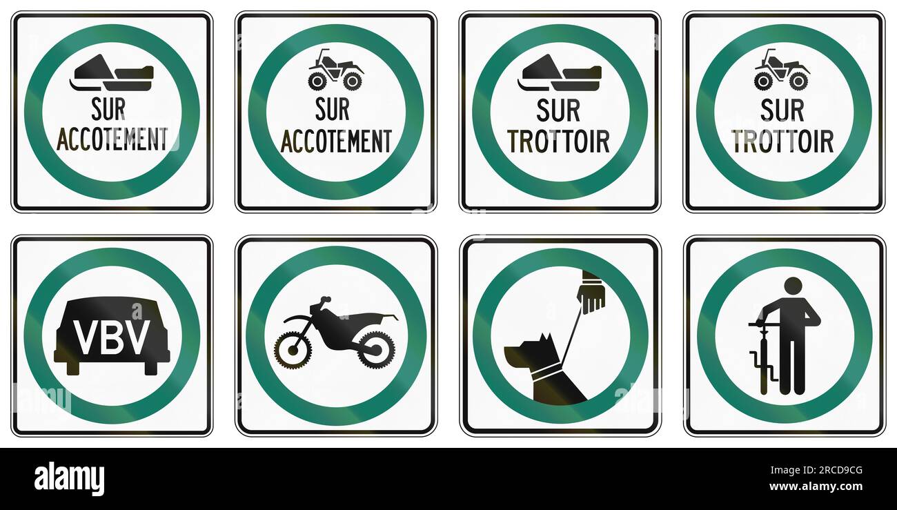 Snowmobiles Drive On Shoulder in Canada Stock Photo - Alamy