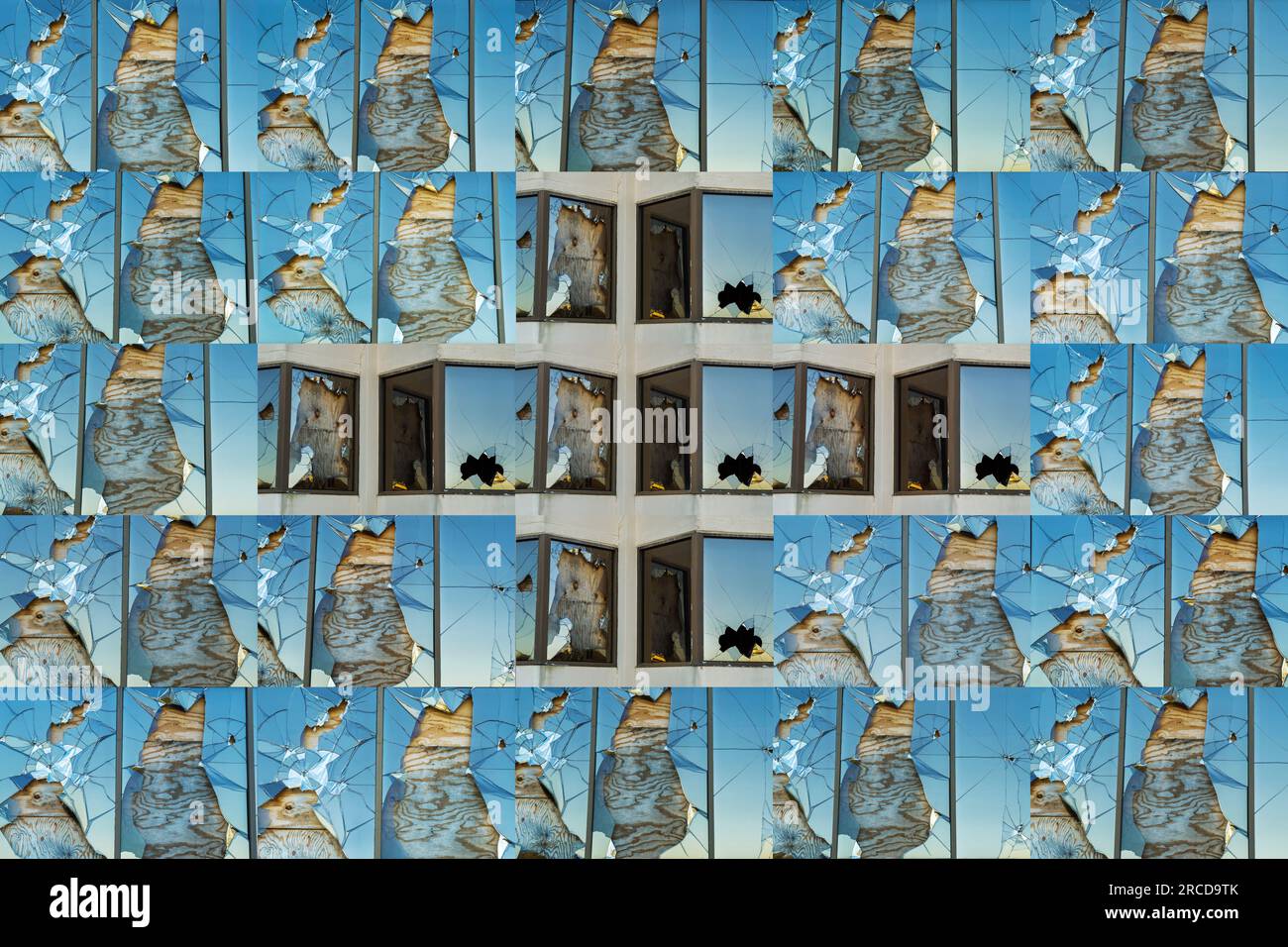Broken Windows (collage), Abandoned hotel, Atlanta, Georgia Stock Photo ...