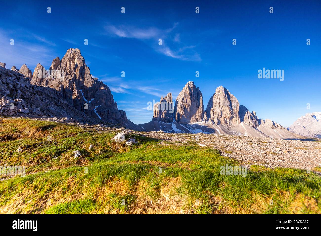 Monte Paterno and Tre Cime di Lavaredo, Sesto Dolomites, Italy Stock ...