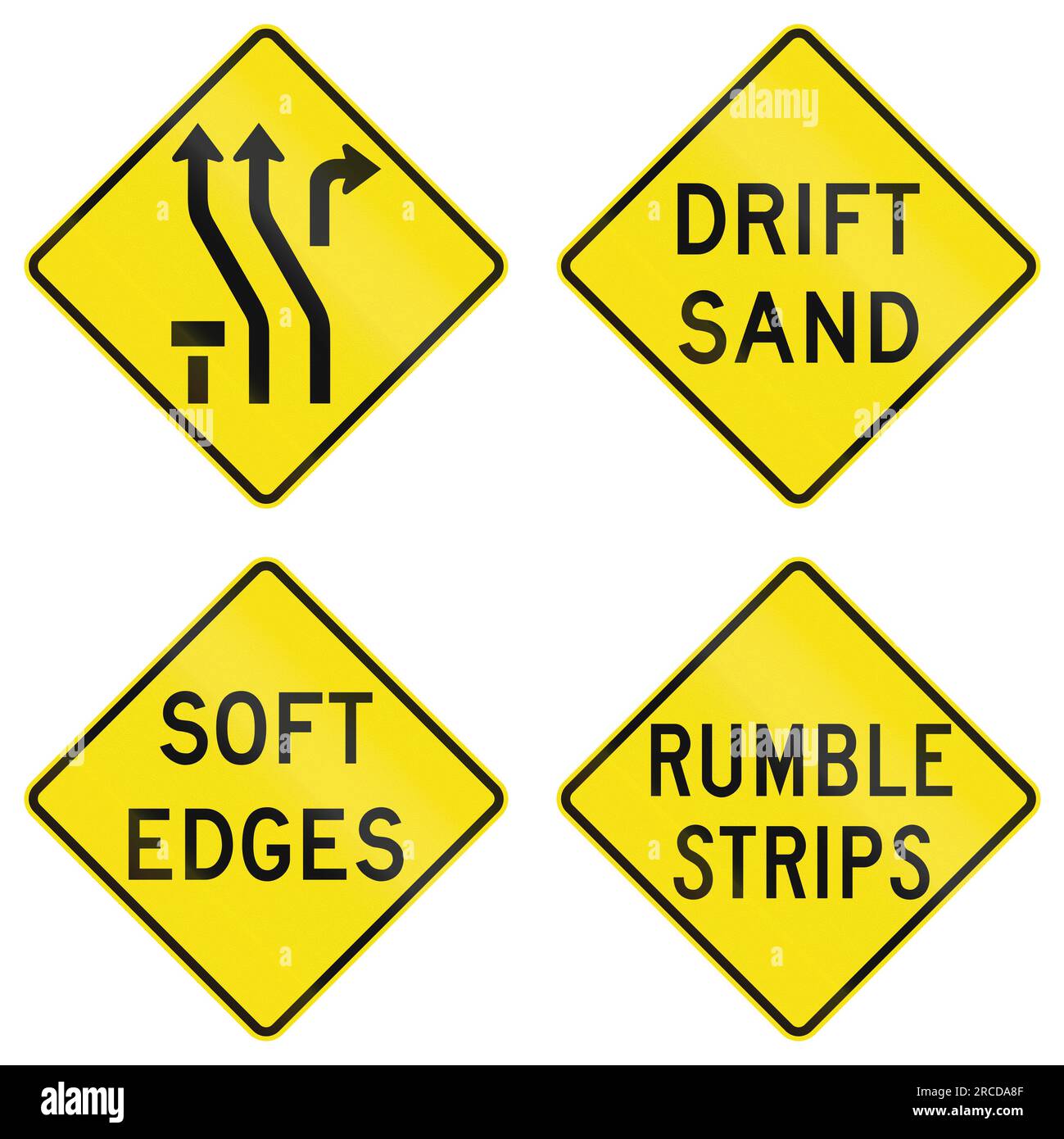 Two lane temporary diversion to the left sign Cut Out Stock Images ...