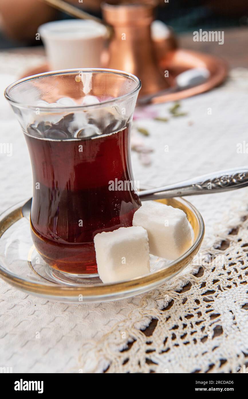 glass of Bosnian tea at street cafe Stock Photo - Alamy