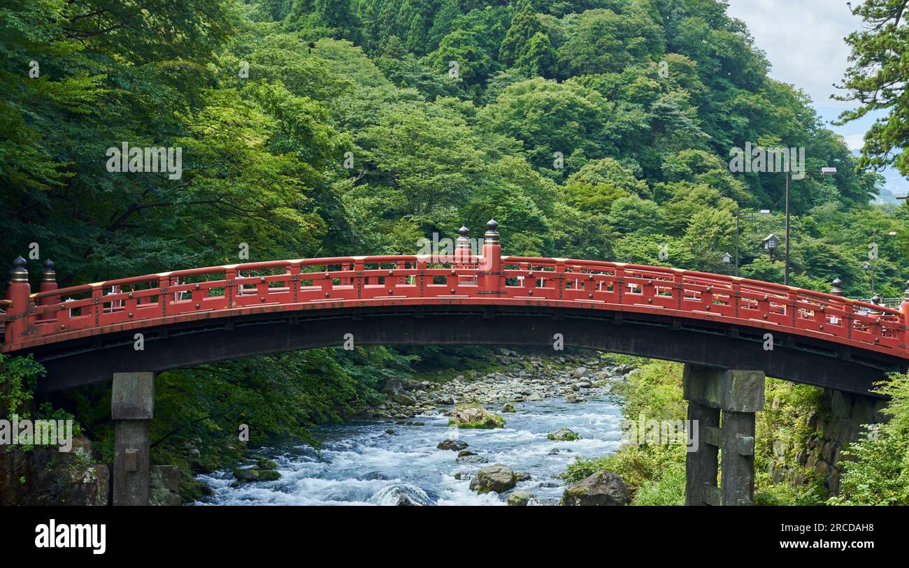 View of the Shinkyo bridge, Tochigi Prefecture, Nikko. Historic ...