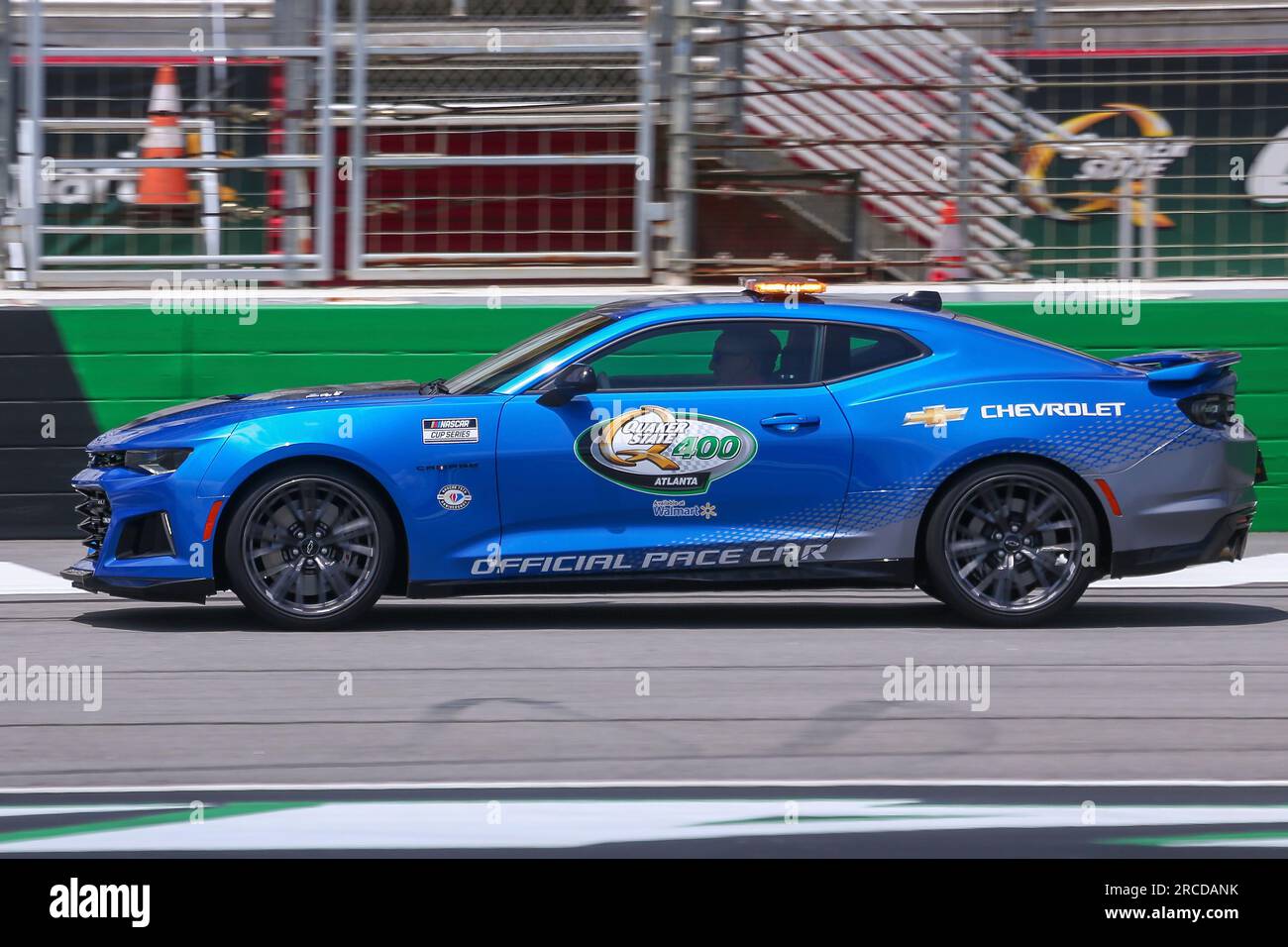 ATLANTA, GA - JULY 09: The Chevrolet Camaro pace car takes fans around the track prior to the ...
