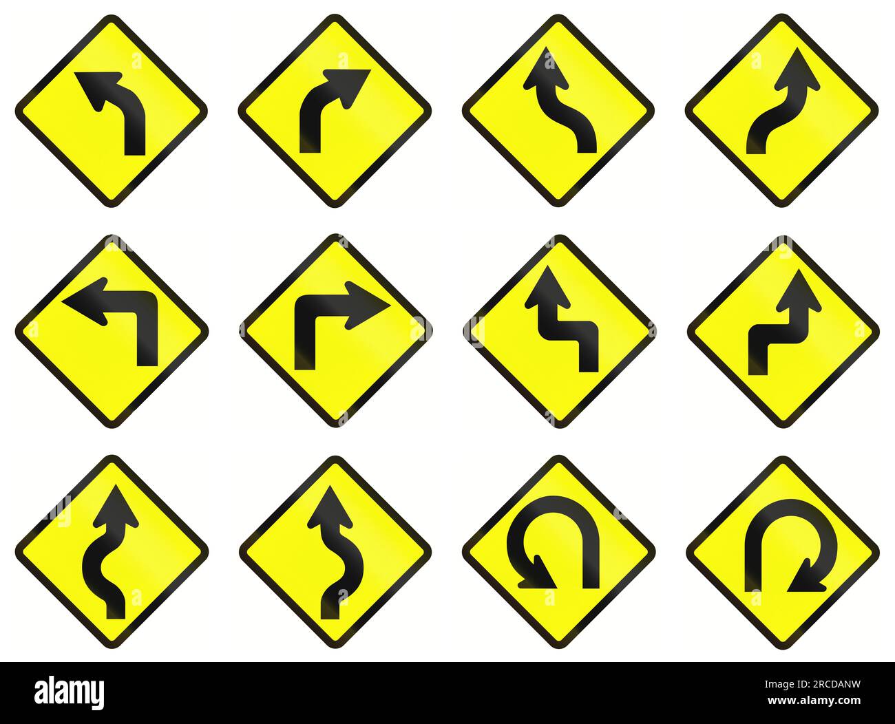 Degree curve road sign hi-res stock photography and images - Alamy