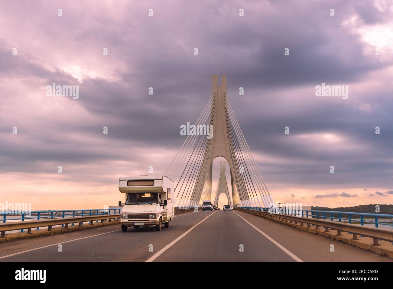 Motorhome driving over the Portimao bridge in the Algarve Stock Photo ...