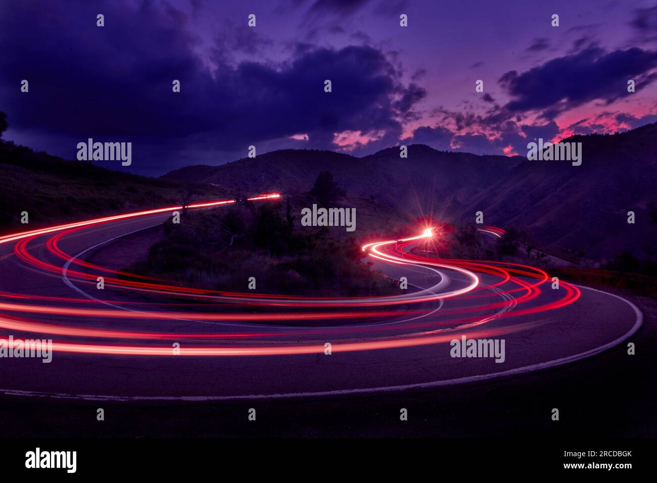 Mountain roadway at twilight, Lariat Trail, Colorado Stock Photo - Alamy