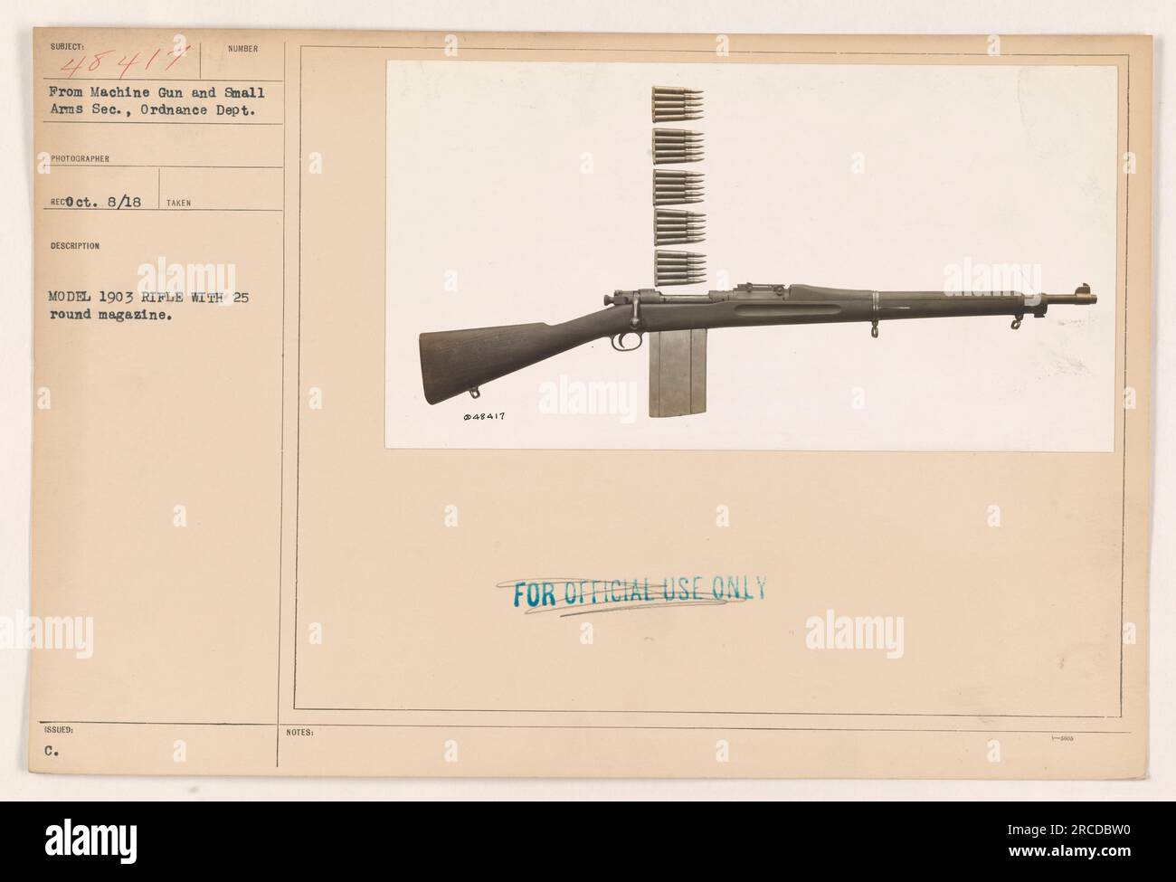 This image shows a Model 1903 rifle with a 25 round magazine. The ...