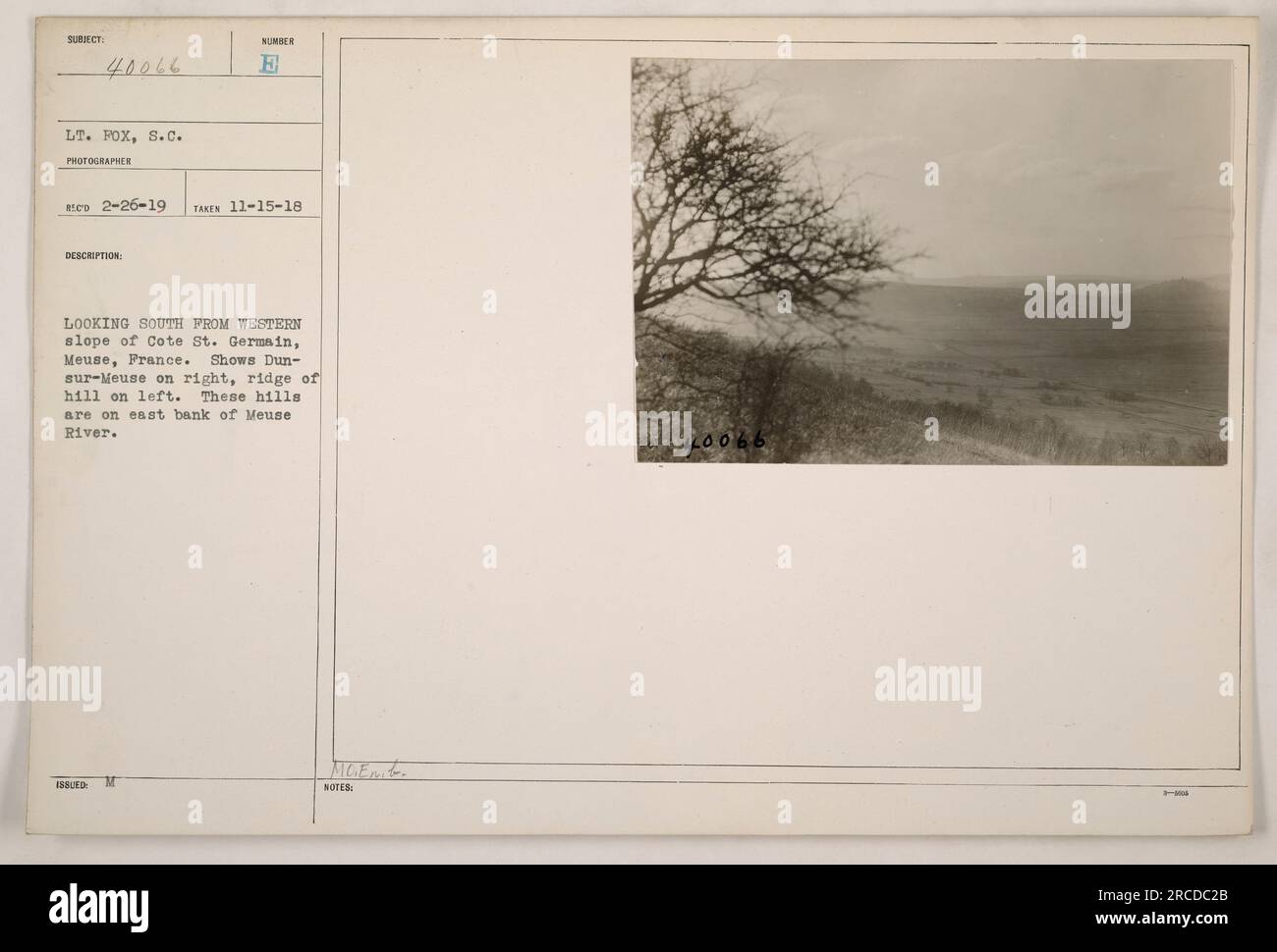 An aerial shot taken during World War One showing Lt. Fox capturing a ...