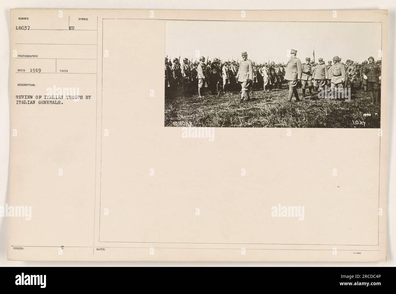 Italian generals conducting a review of Italian troops during World War ...