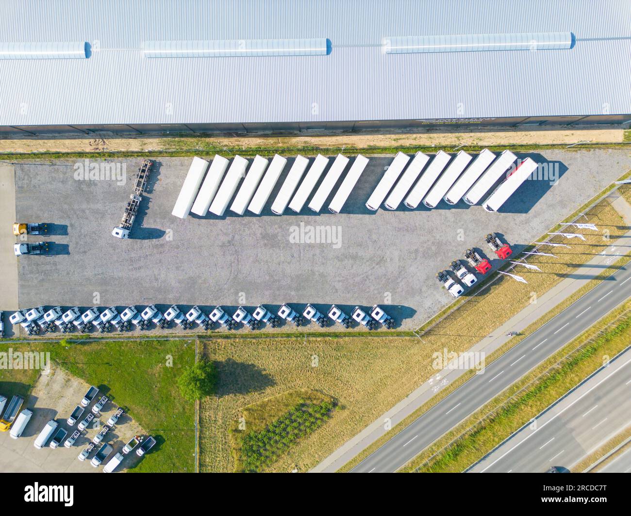 Aerial view of the logistics park with warehouse, loading hub an Stock ...