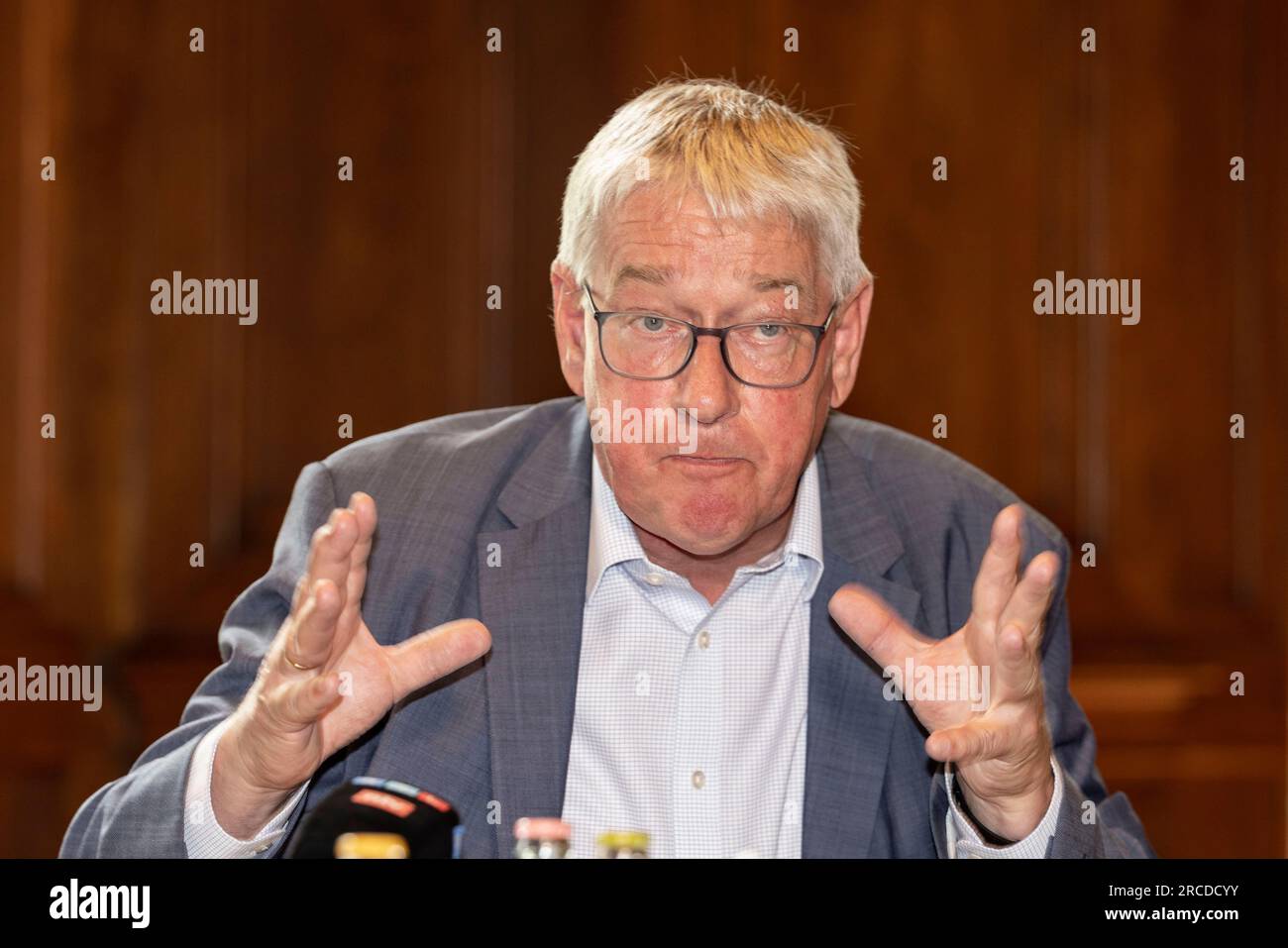 Essen, Germany. 14th July, 2023. Historian Eckart Conze at the press ...