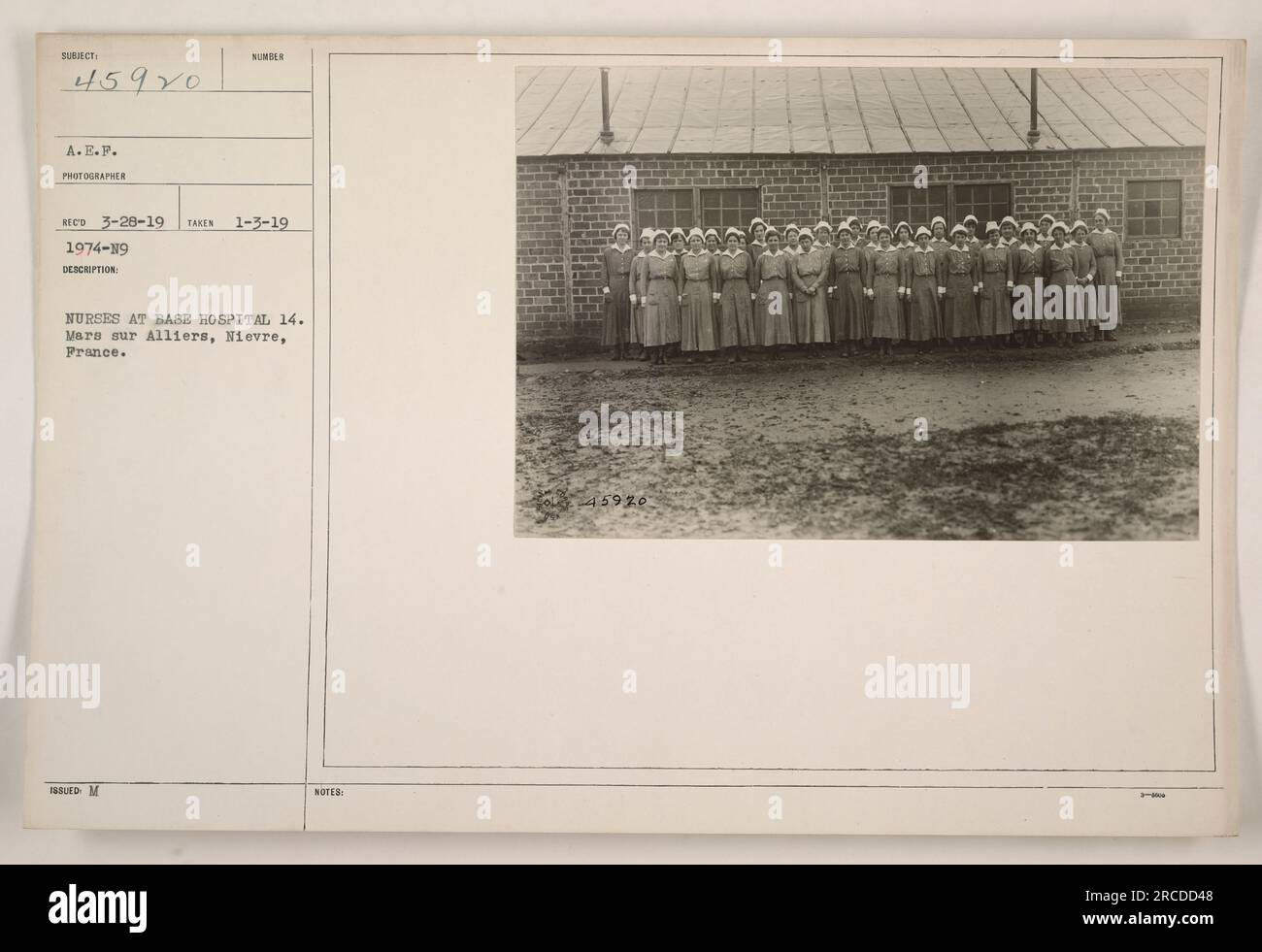 Nurses at Base Hospital 14, located in Mars sur Allier, Nievre, France ...