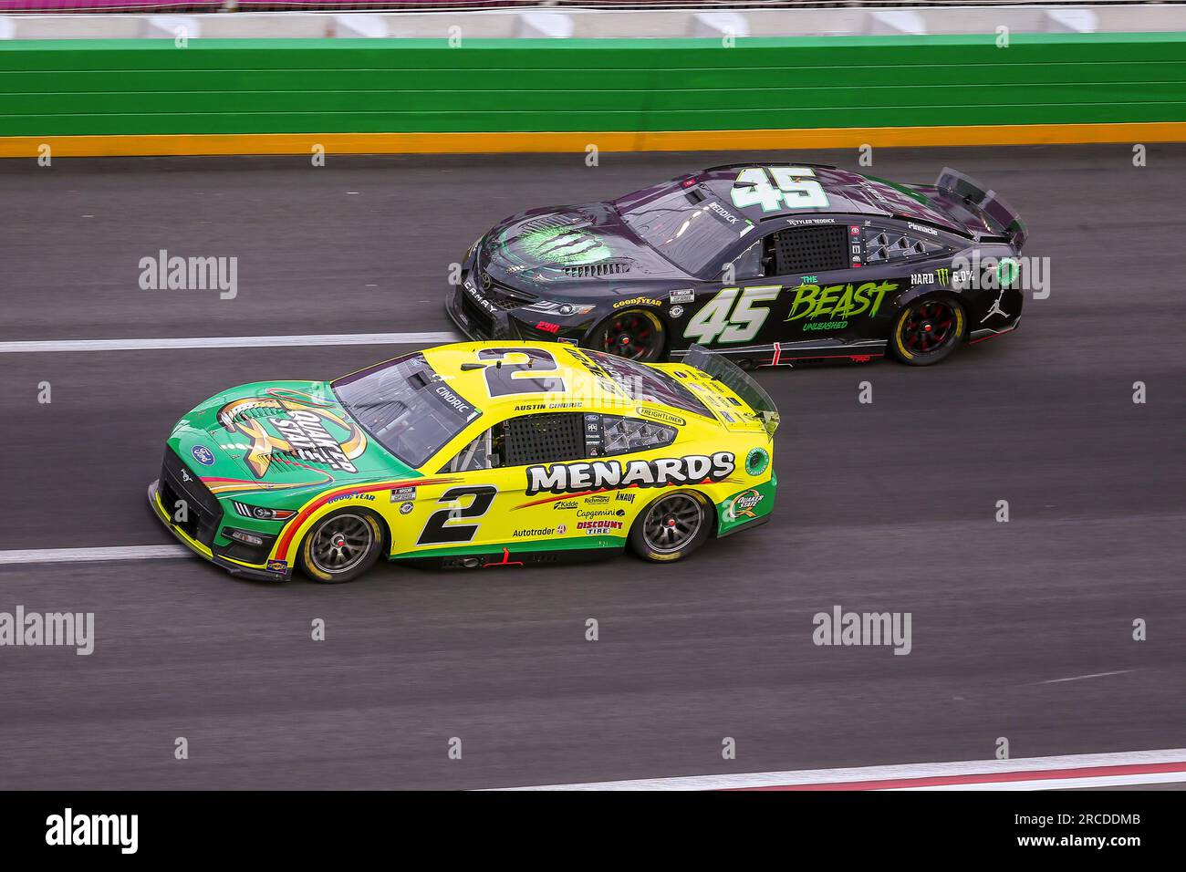 ATLANTA, GA - JULY 09: Austin Cindric (#2 Team Penske Menards/Quaker State Ford) passes Tyler ...