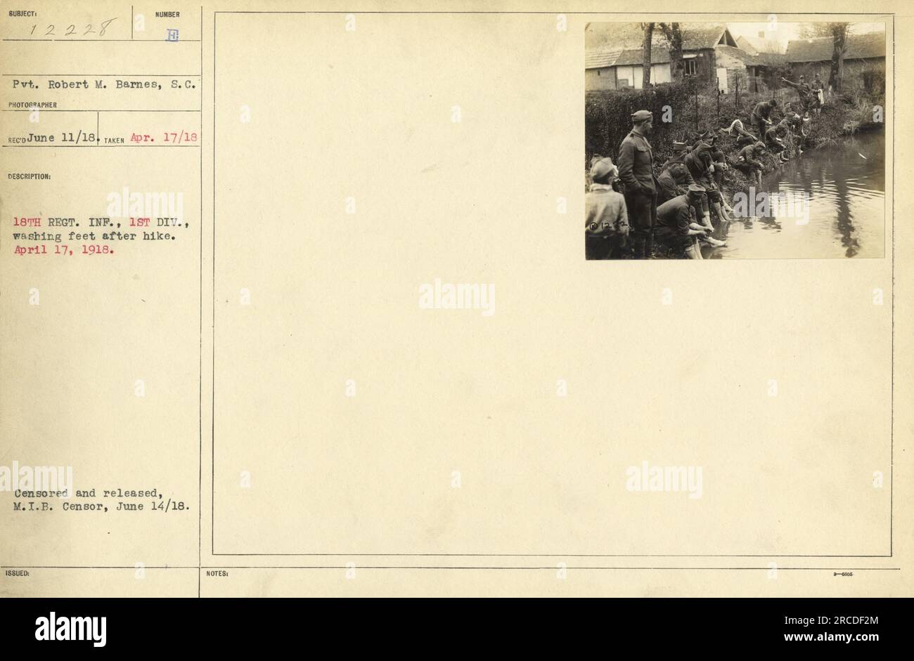 Soldier washing his feet after a hike in the 18th Regiment of Infantry ...