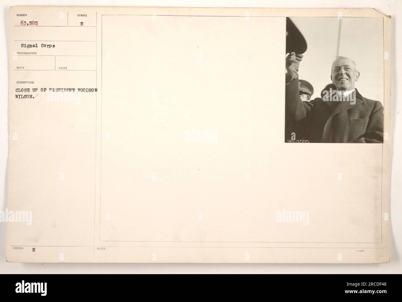 Close-up photograph of President Woodrow Wilson, wearing his signature ...