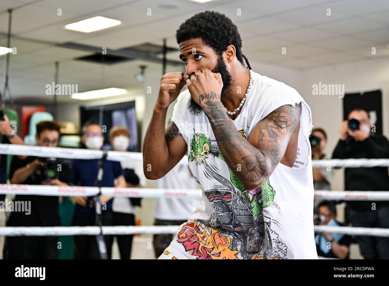 Stephen Fulton, WBC/WBO super bantamweight champion trains during a ...