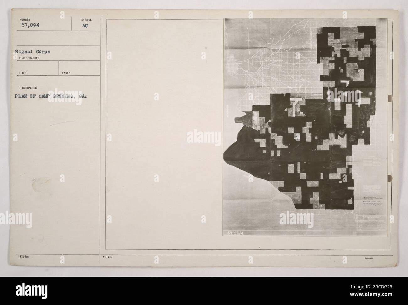 Plan of Camp Benning, Georgia. This photograph showcases the numbered ...