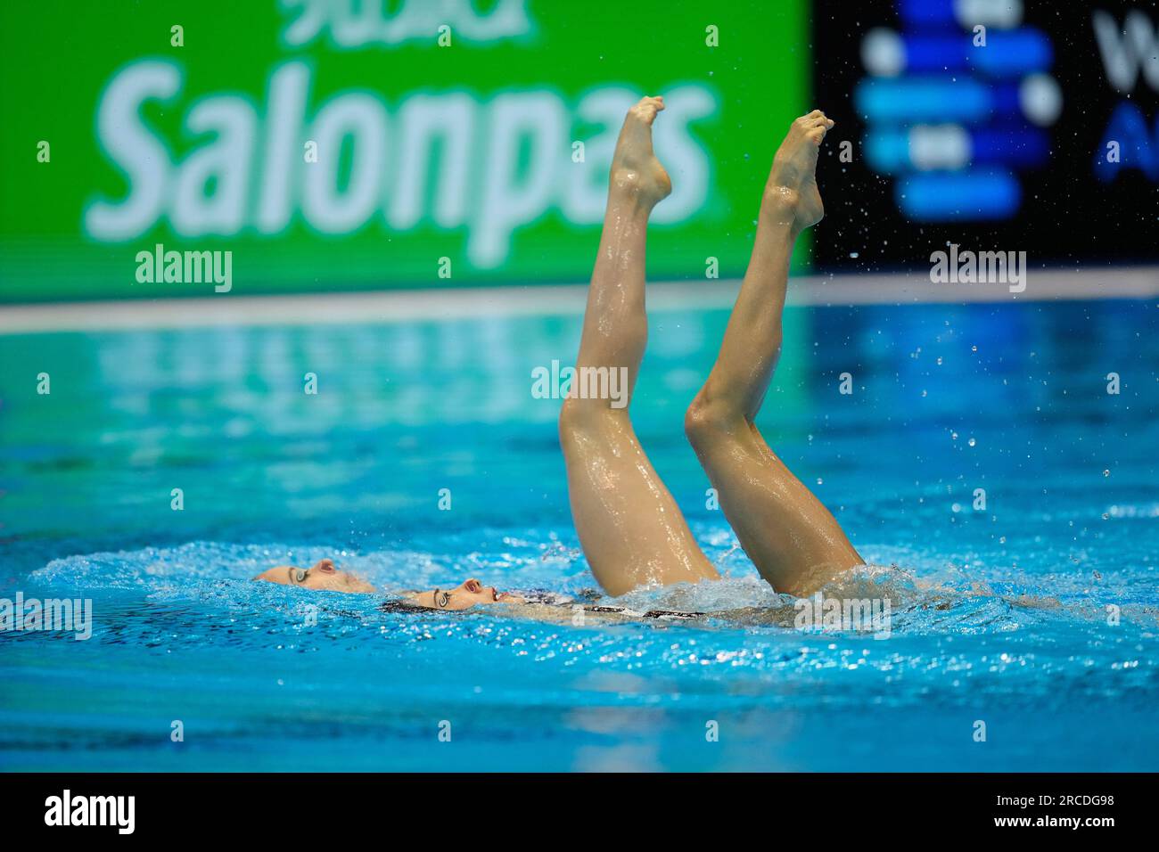 Mashiro Yasunaa and Moe Higa, of Japan, compete in the women's duet ...