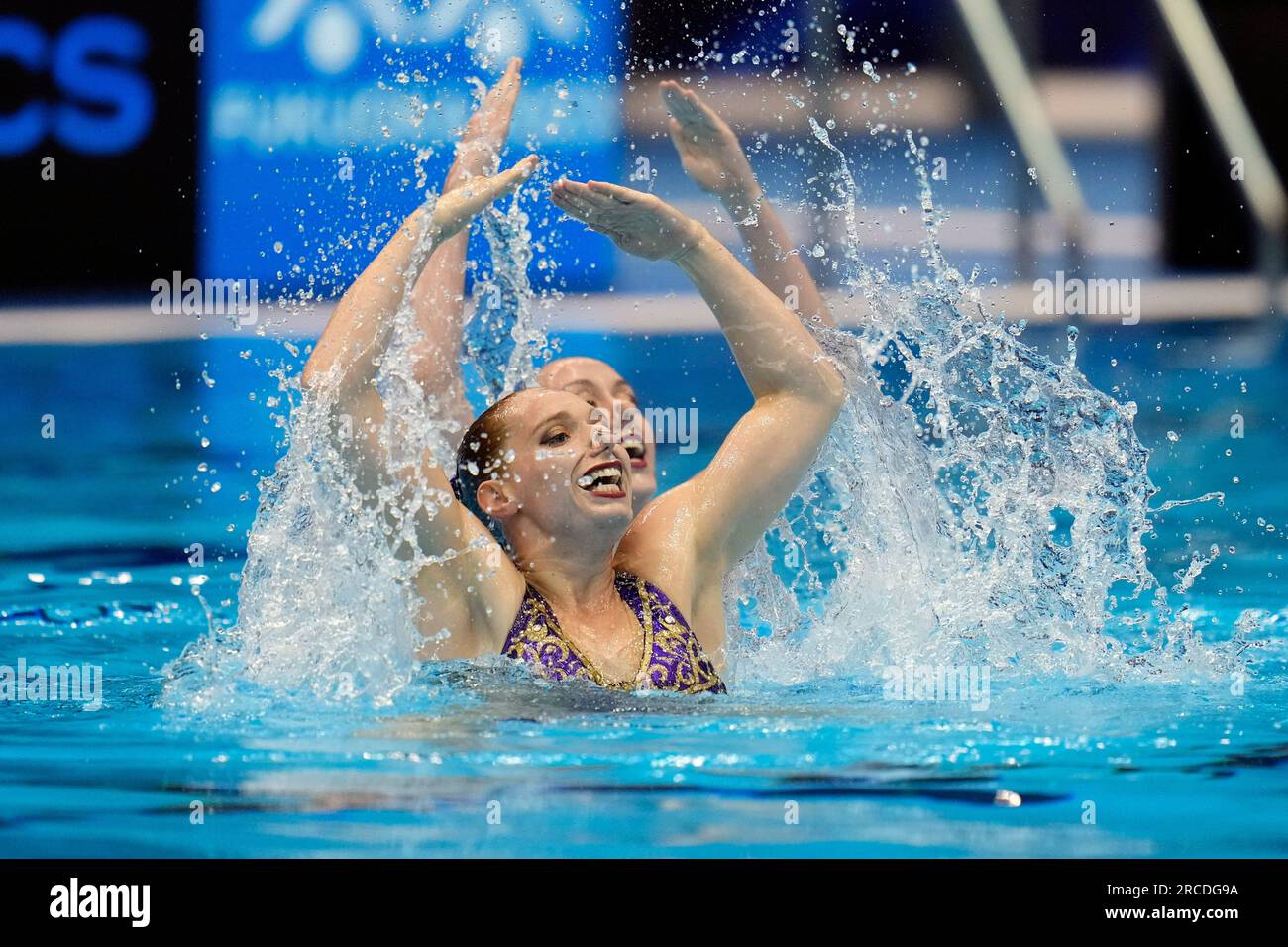 Kenzie Priddell and Scarlett Finn, of Canada, compete in the women's ...