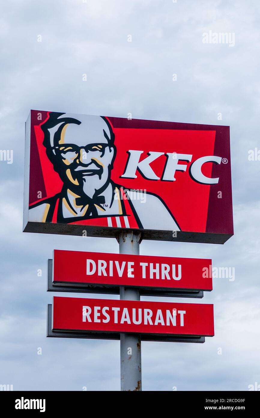Gzira, Malta, 30 April 2023. KFC restaurant sign featuring Colonel ...