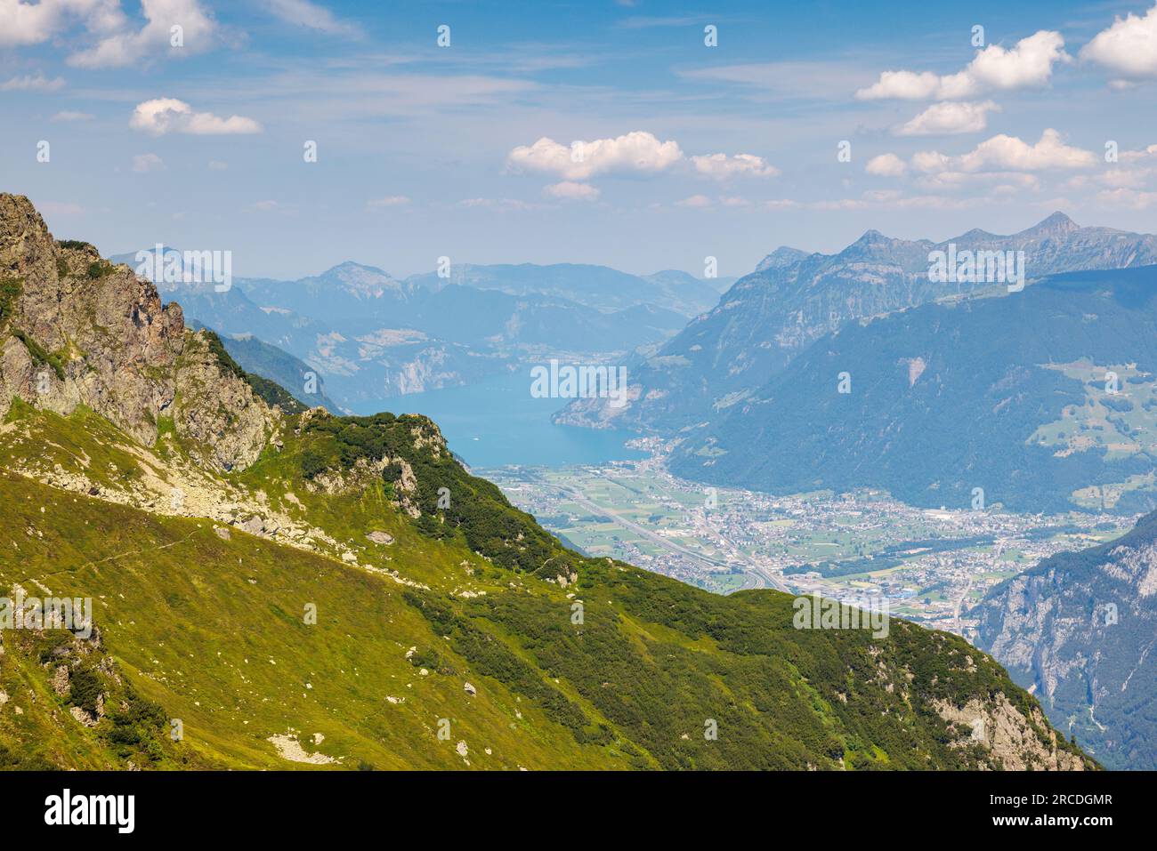 hazy view over Urnersee and Reusstal in summer Stock Photo - Alamy