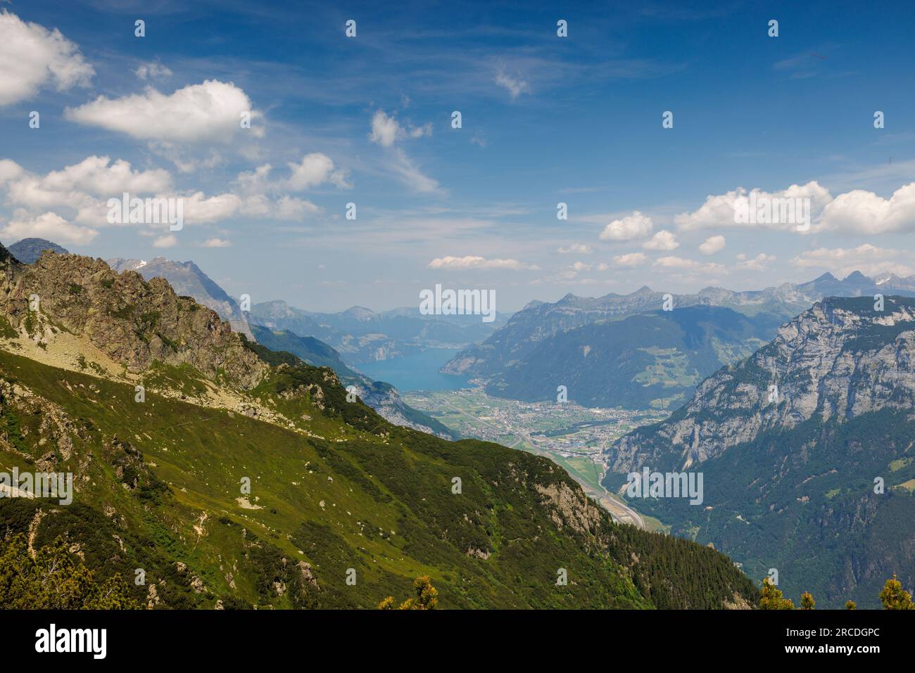 hazy view over Urnersee and Reusstal in summer Stock Photo - Alamy