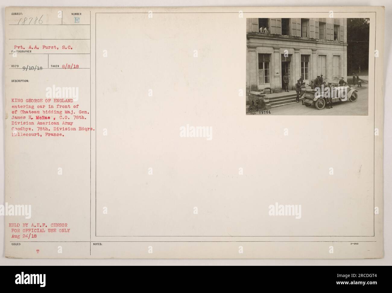 Pvt. A.A. Furst, S.C., captured this photograph on August 8, 1918, at ...